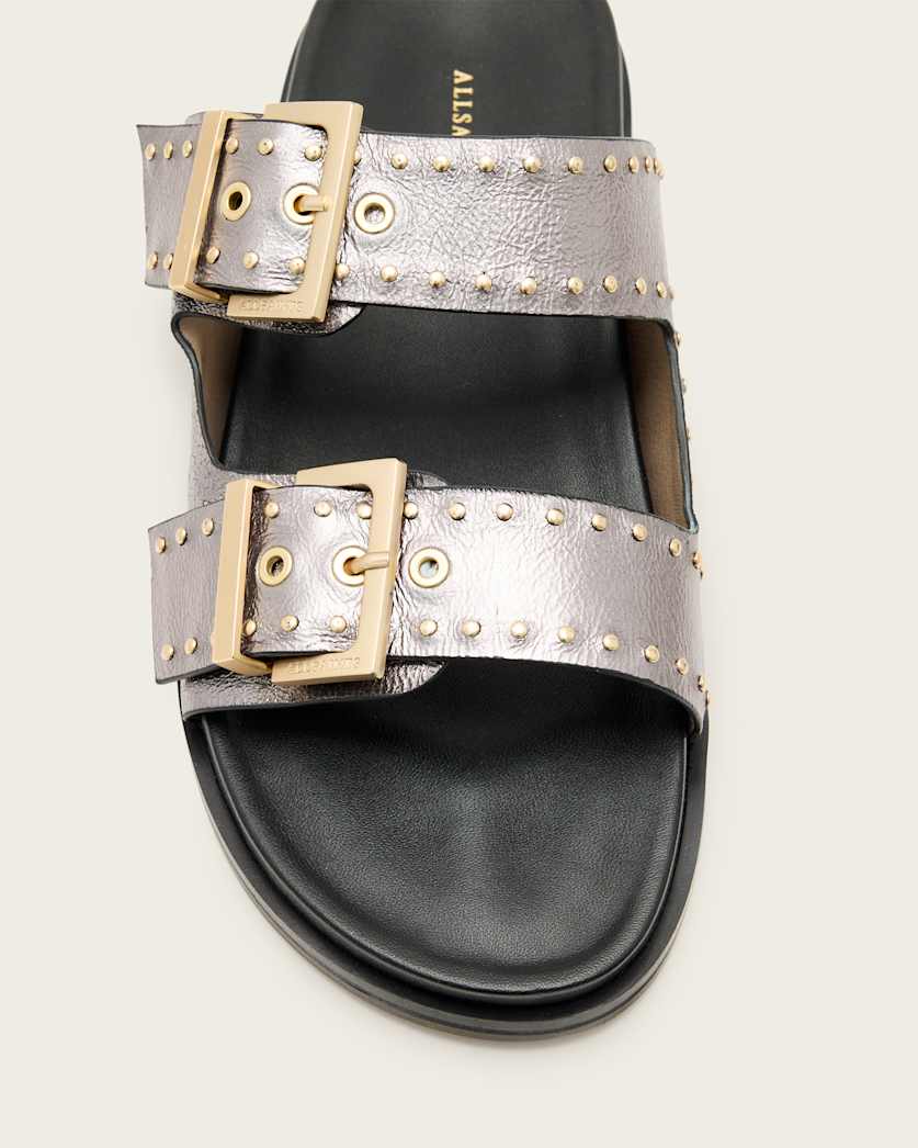 Magda Studded Leather Sandals Silver | ALLSAINTS